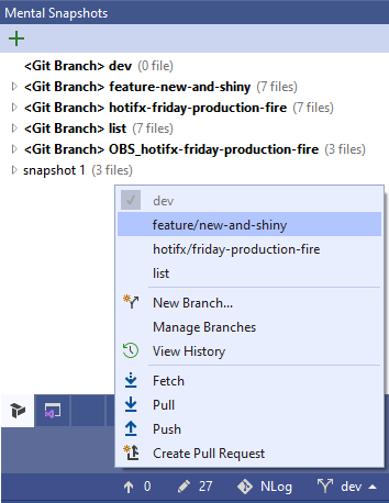 Automatic snapshot switching when changing branches v1 📣